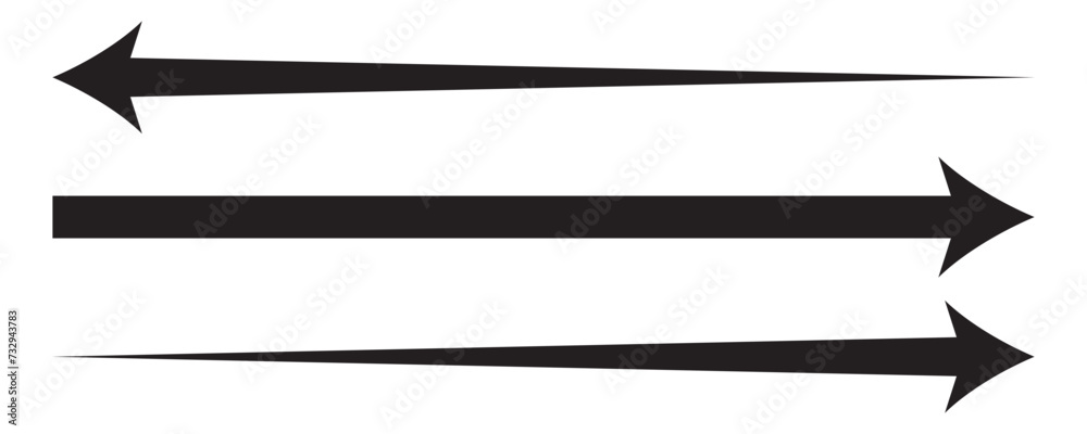 Vecteur Stock Horizontal long straight arrow signs. Black pointer ...