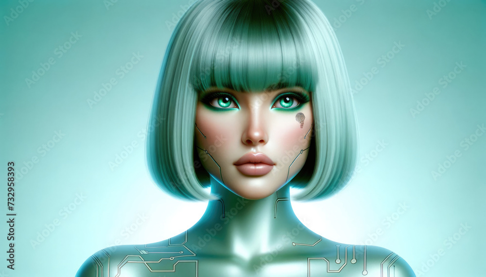 Futuristic AI Robot Woman with Circuit Patterns - Digital art portrait ...