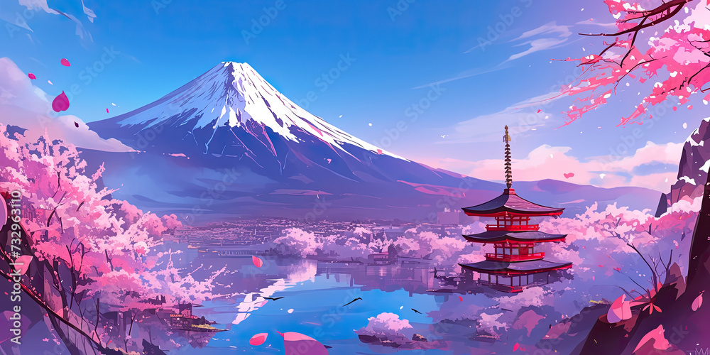 ภาพประกอบสต็อก Mt Fuji, Mount Fujis landscape in Japan, Japanese famous ...