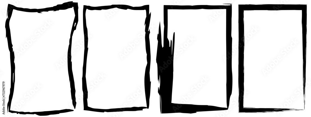 Chalk texture wave Frame set. Hand drawn Doodle chalk effect Frame ...