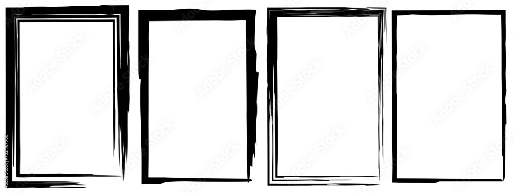 Vecteur Stock Chalk texture Frame set. Hand drawn Doodle chalk effect ...