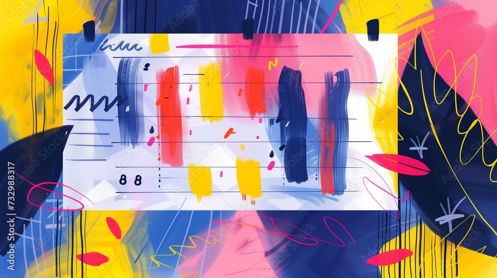 Project management tools concept, a colorful Gantt chart with various ...