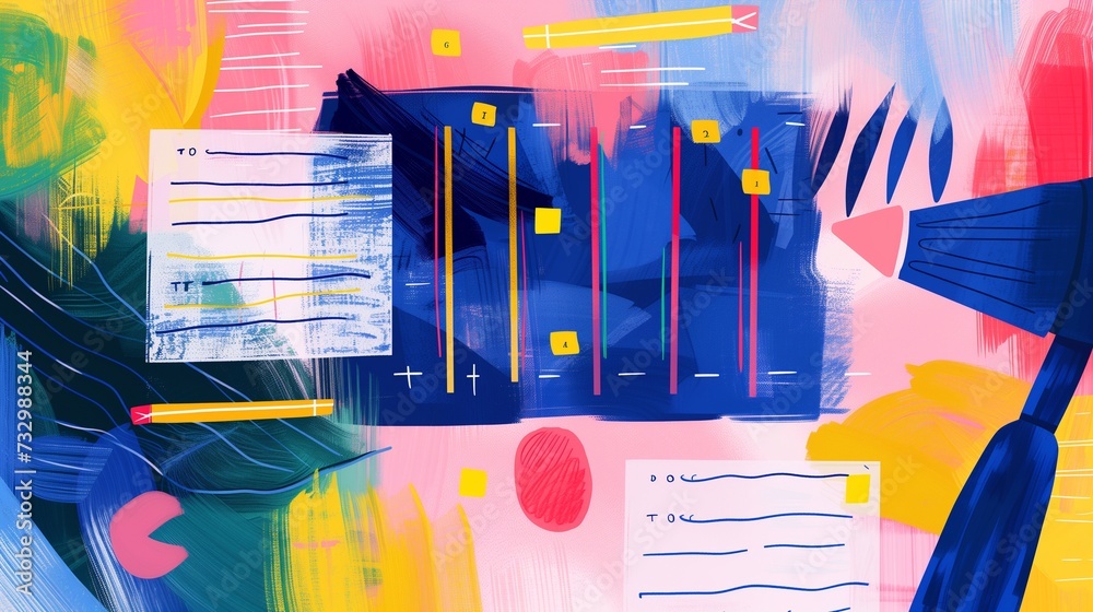 Project Management Tools Concept A Colorful Gantt Chart With Various Bars Representing