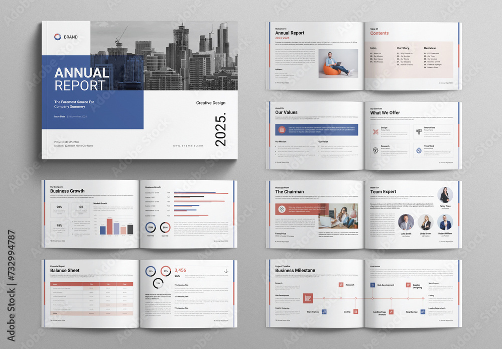Annual Report Template Landscape Stock Template | Adobe Stock