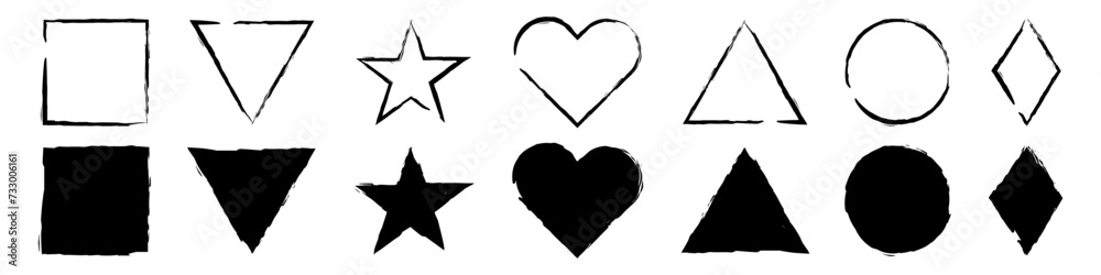 Simple hand drawn figures in grunge style. Shapes for design. Square ...