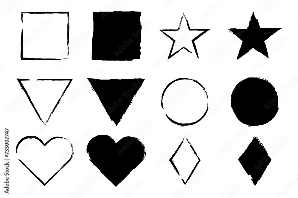 Simple hand drawn figures in grunge style. Shapes for design. Square ...