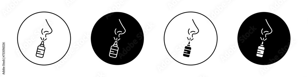 Nasal Spray Icon Set. Medical rhinitis relief vector symbol in a black ...