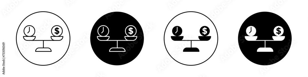 Vecteur Stock Time and Money Scale Icon Set. Financial value comparison ...