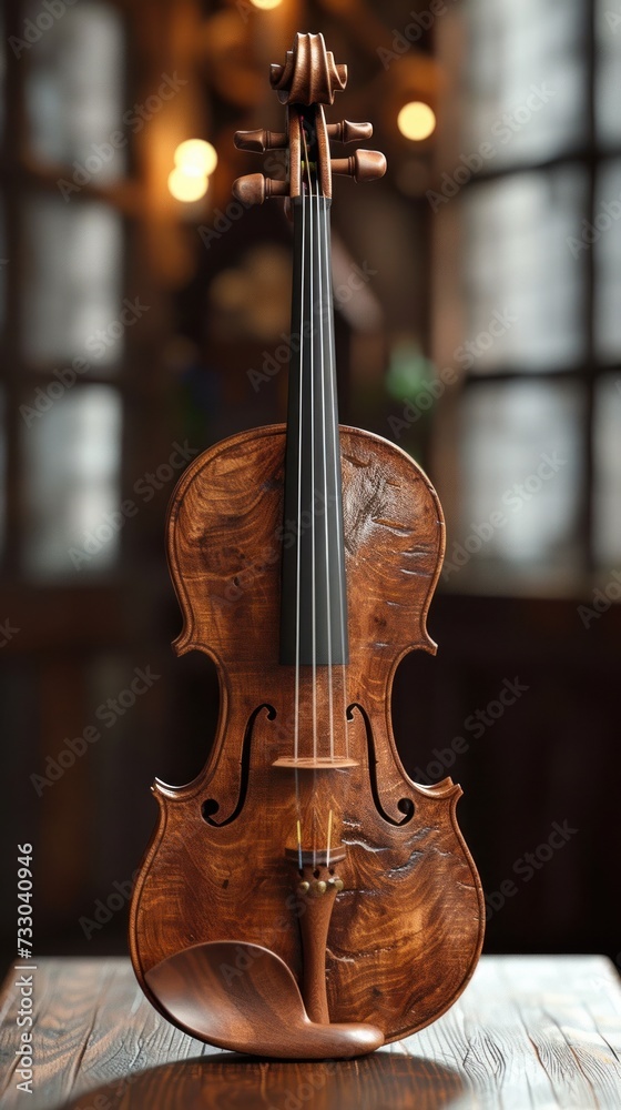Foto de A standing violin with a distinctive design, captured in ...