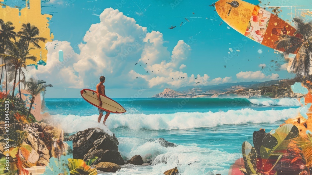 collection of photos documenting summer holidays at the ocean surfing ...