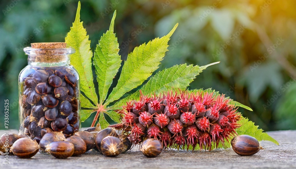 castor oil plant with seed capsules and leaves isolated transparent png ...