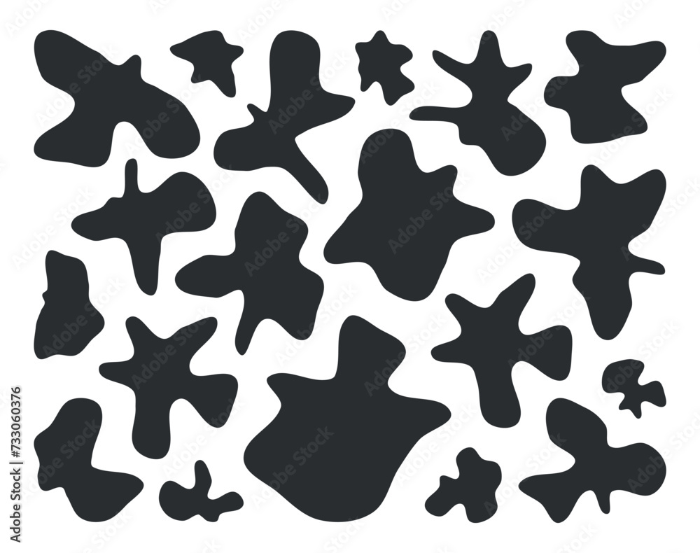 Random ink spread liquid black speech blotch paint spot irregular ...