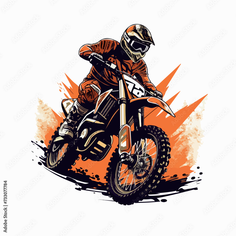 Motocross bike in cartoon, doodle style. Image for t-shirt, web, mobile ...