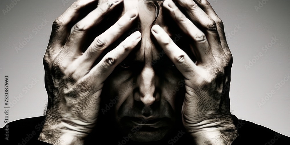 Intense Emotional Struggle: A Powerful Portrait of Stress and Mental ...