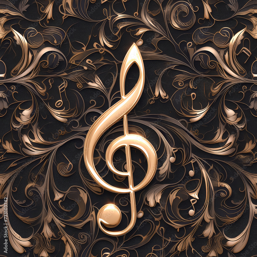 gold music clef note as background on a seamless tile, ai generated ...