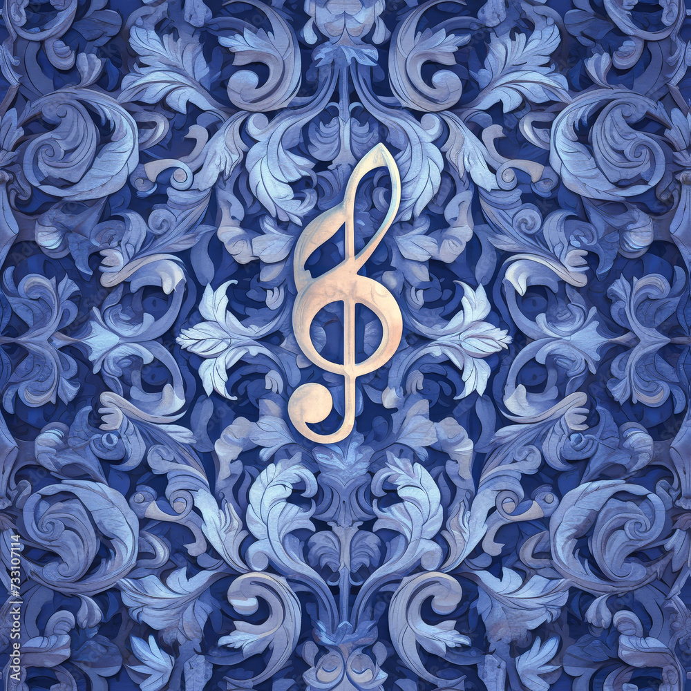 blue music clef note as background on a seamless tile, ai generated ...