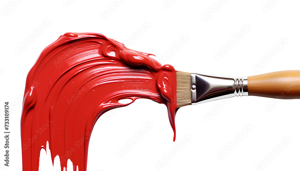 paint brush with red paint leaking png. red paint brush isolated. brush ...