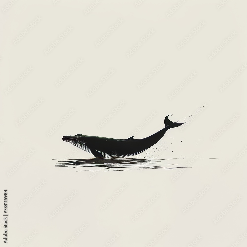 Generative Ai Image Of I Need A Hand Drawn Illustration Of A Whale Diving Into The Sea With