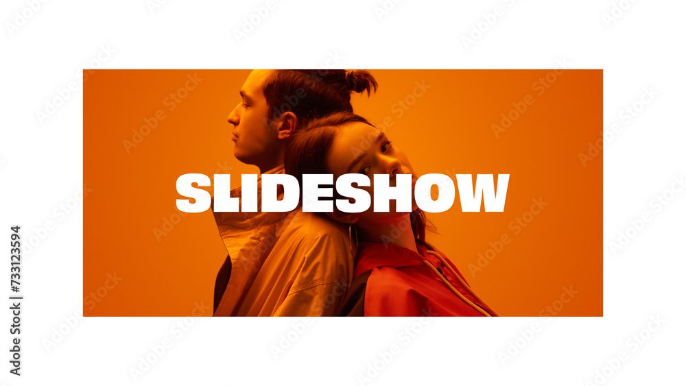 Slideshow | Contains 9 Media Placeholders, 3 Text Placeholders and 1 Logo Placeholder Stock ...