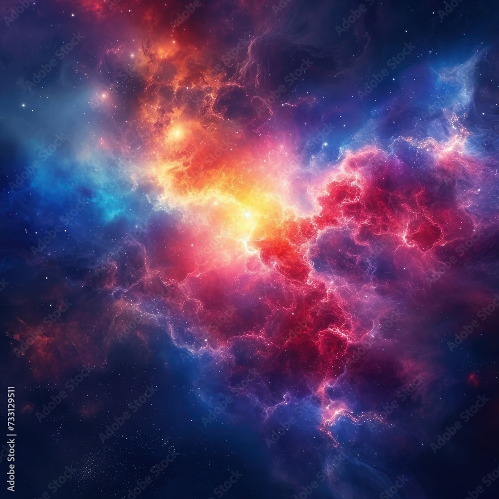 Flakes of nebula and cosmic dust in space with charming colorful ...