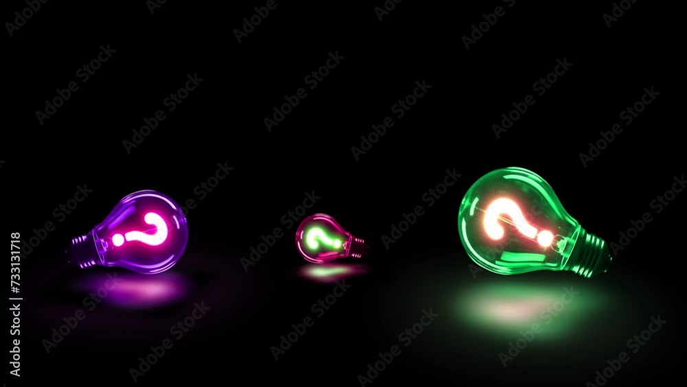Wideo Stock: Glowing Bright Light Bulb With Question Mark Animation On ...