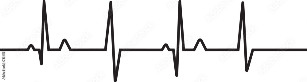 heart beat on ecg. Black heartbeat line icon. vector illustration ...