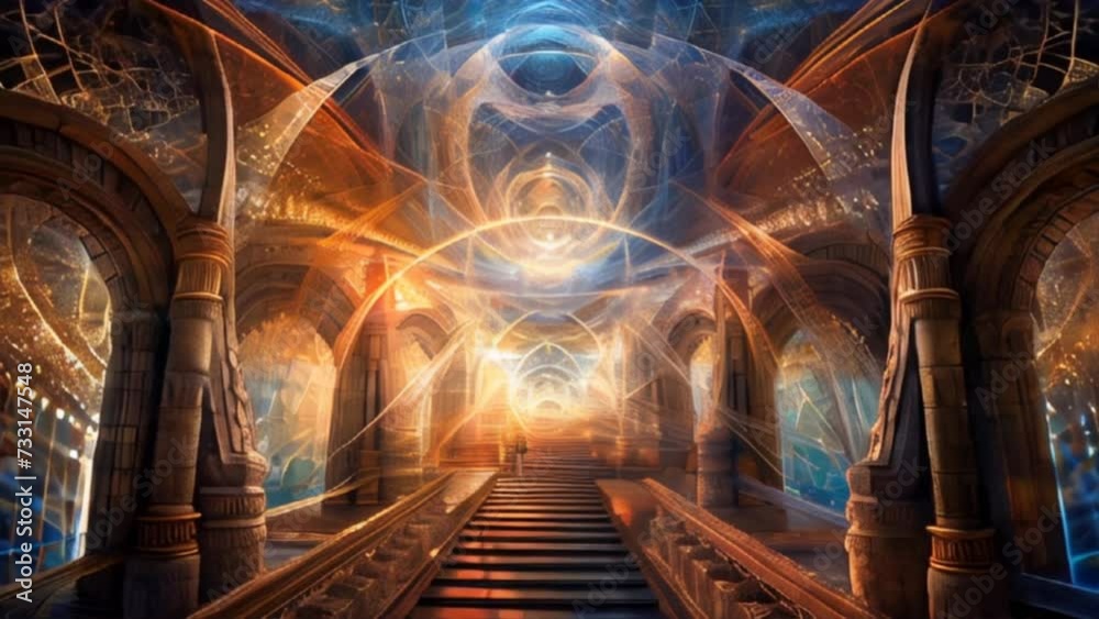 Fantasy big hall in heaven or in a spiritual dimension. Deep spiritual ...