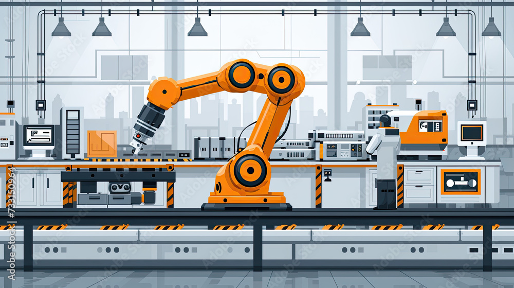 Automated Manufacturing: Evolution Depiction Stock Illustration | Adobe ...