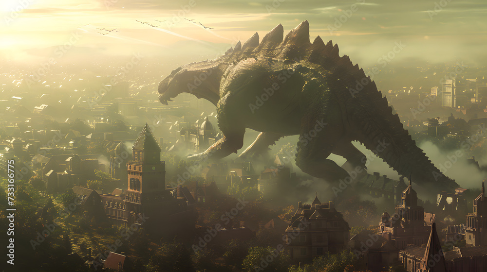 Ilustracja Stock: City built on the back of a colossal creature, video ...
