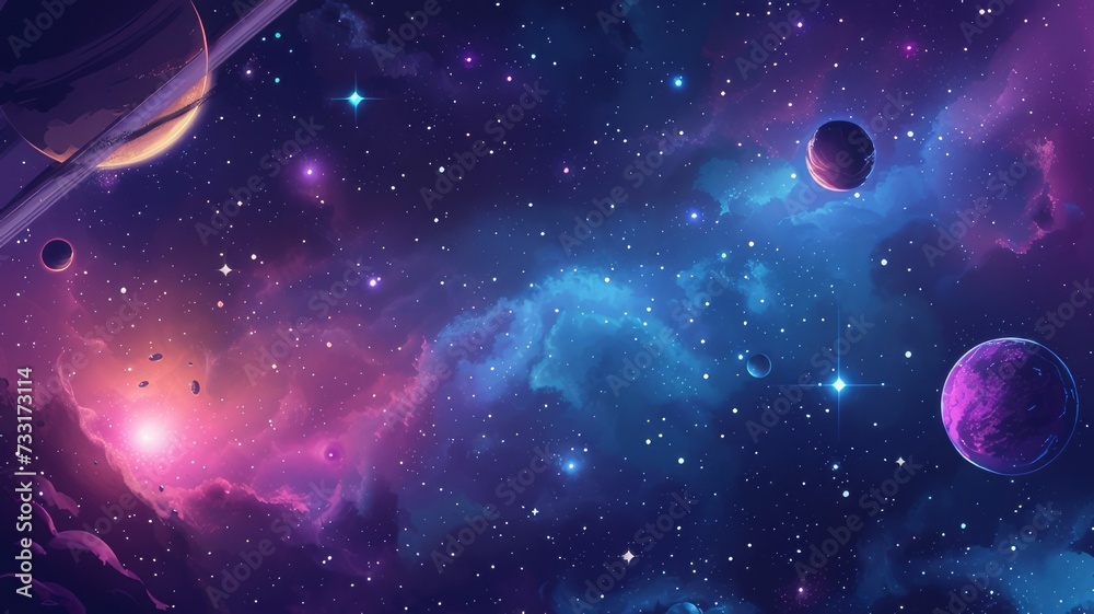 Cartoon cosmos background image. Deep interstellar space. Stars ...