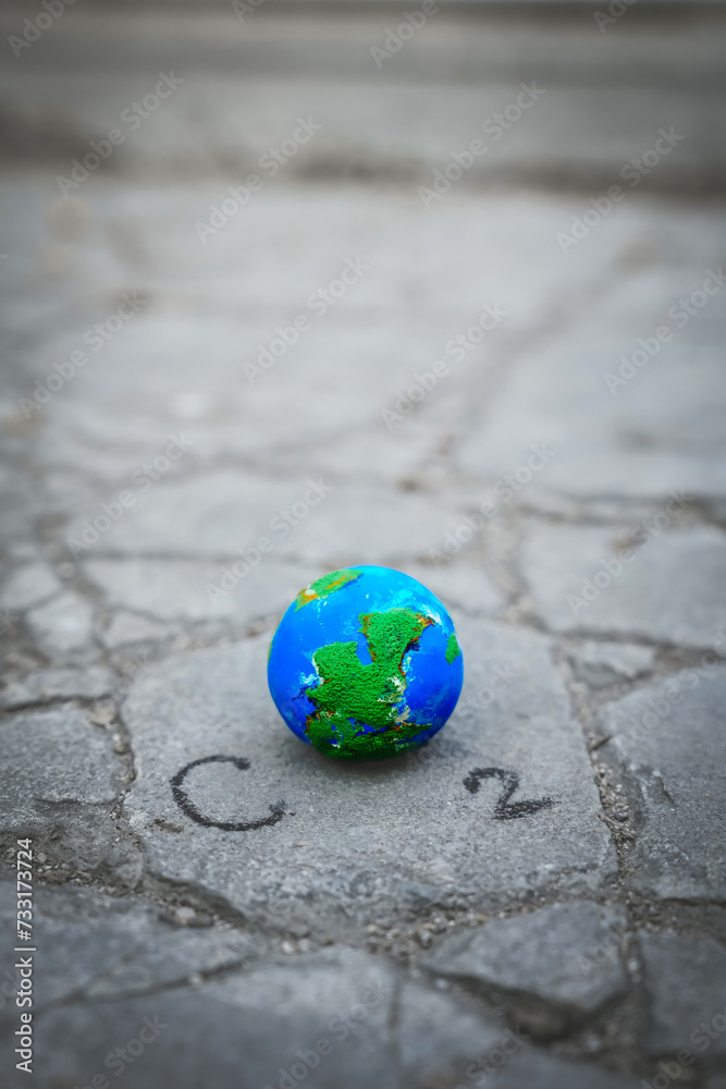 world globe concept of greenhouse gas emissions targets net zero and ...