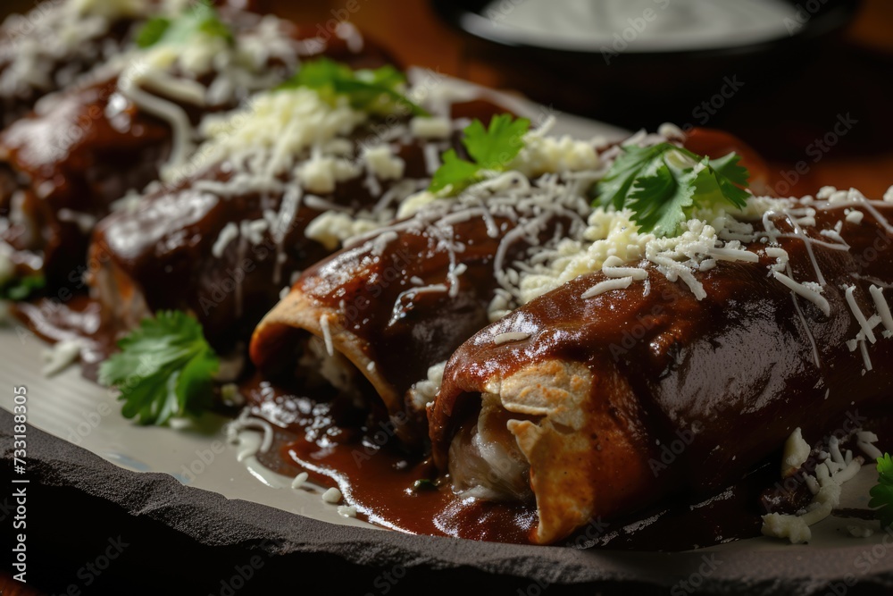 mexican chicken enmoladas de encacahuatado, or mole poblano enchiladas ...