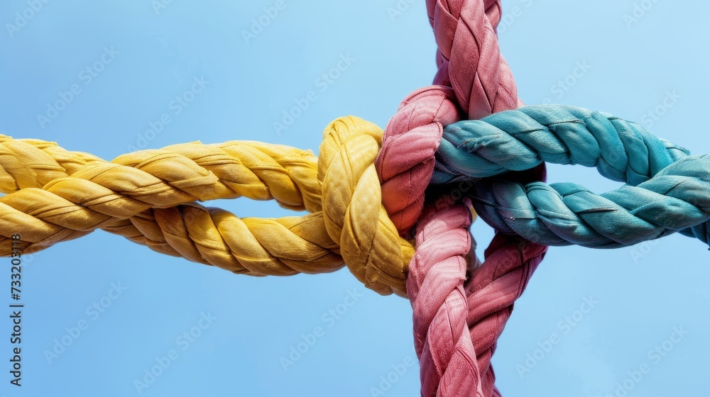 Team rope diverse strength connect partnership together teamwork unity ...