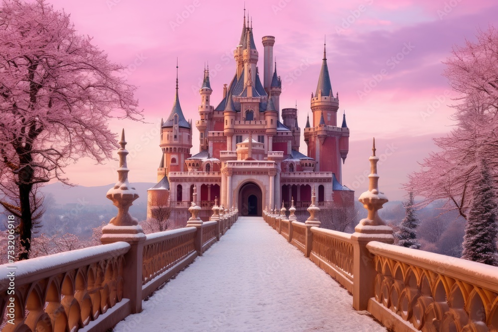 A wonderful cute princess castle in a fairytale style, a wonderful cute ...