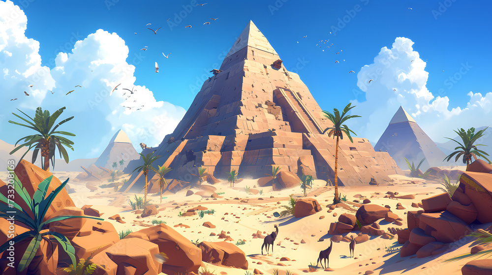 Desert pyramid filled with traps and treasures, video game, concept art ...
