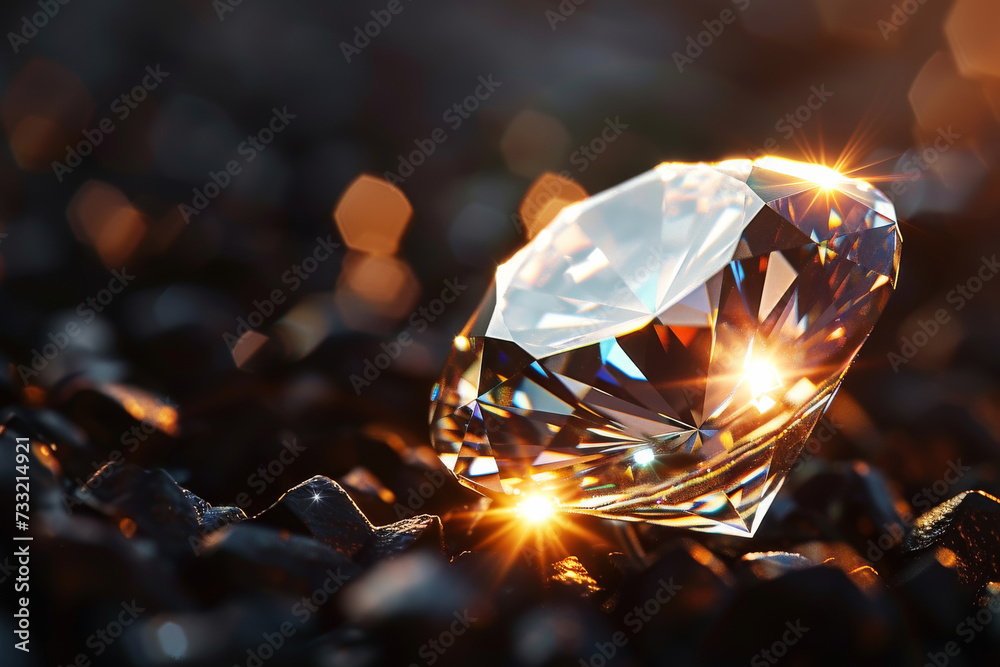 Diamond Capturing Sunlight. A single diamond capturing the sunlight ...