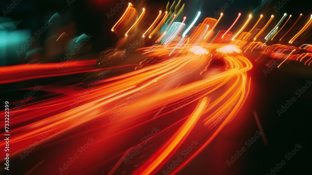 Blur curve city lights movement at night. Urban streets lights in ...