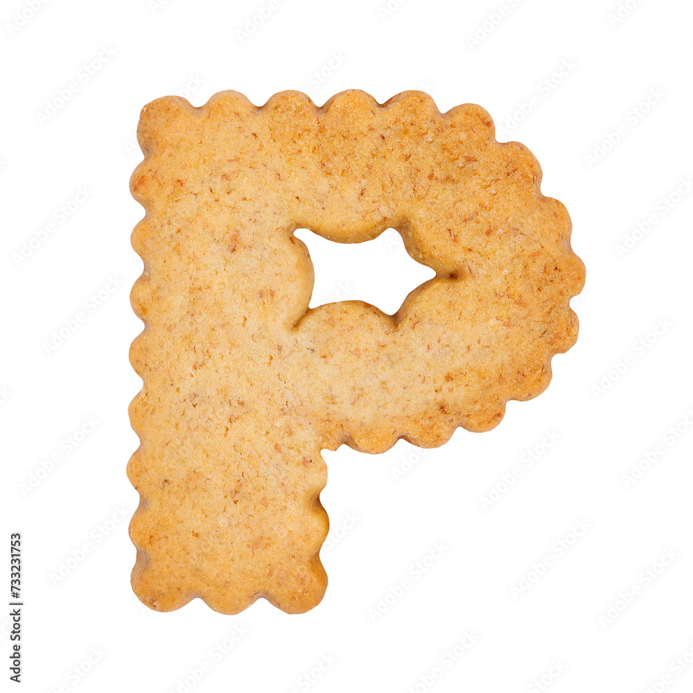 Cookie alphabet letter P isolated on transparent background. One of ...