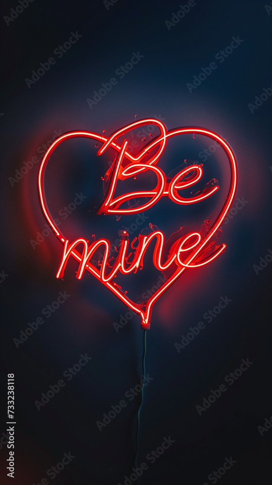 A romantic proposal message, "Be Mine," written in flowing cursive ...