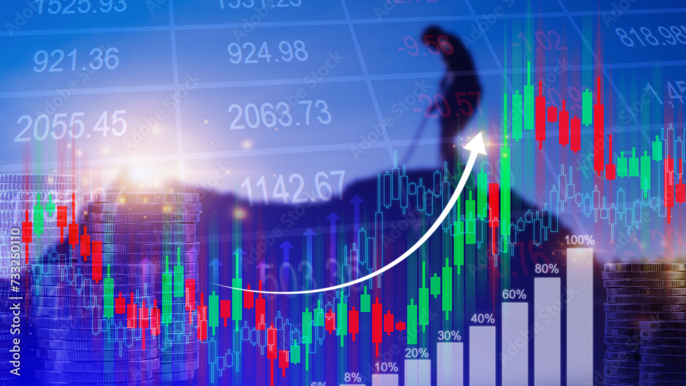 Plakát Stock market graph trading analysis investment financial, stock ...