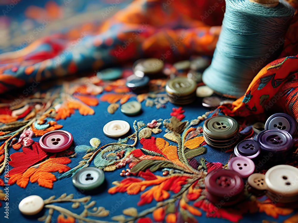 Foto de Textile with Bright Patterns Texture: The center of the frame ...