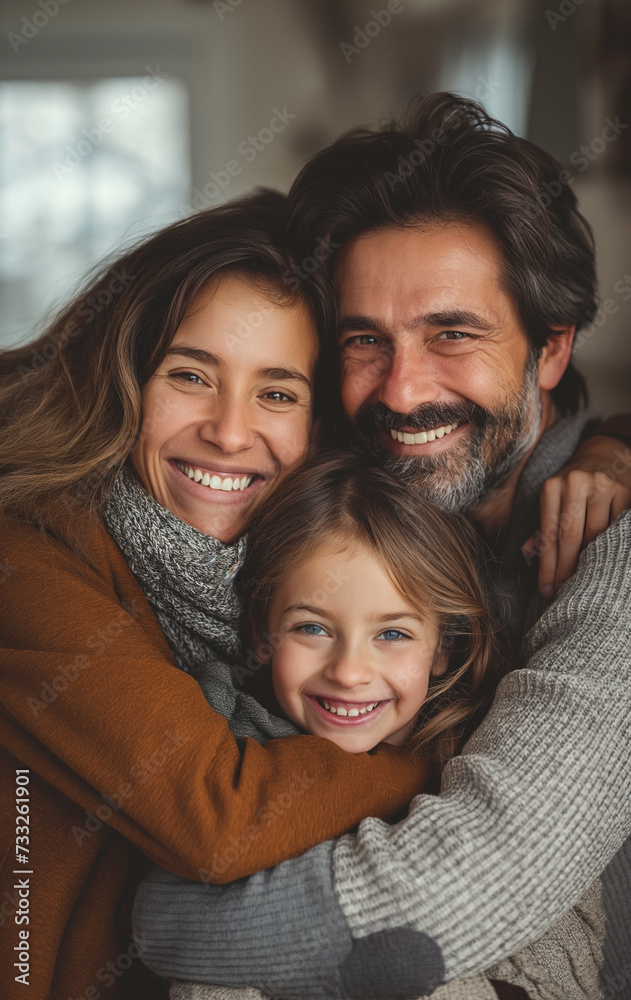 A heartwarming family portrait capturing a moment of affectionate ...