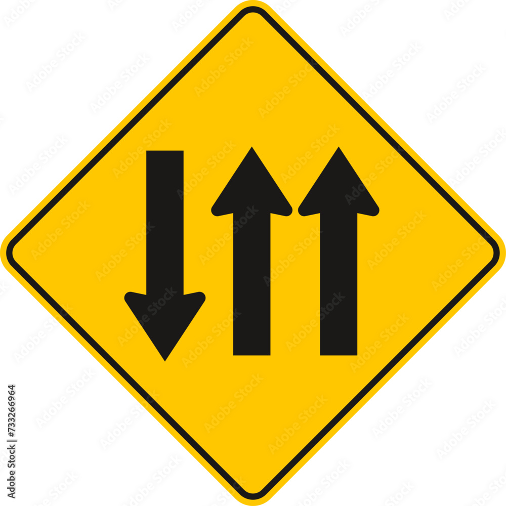 Opposing traffic with three lanes,Traffic Sign , Vector, symbol ...