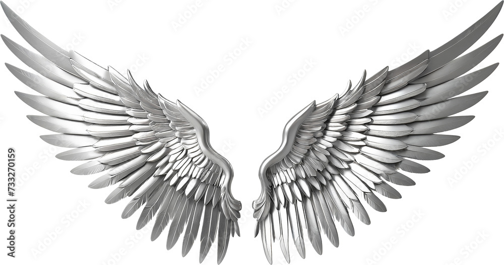 Metalic Silver Wing isolated on transparent background. Generative AI ...