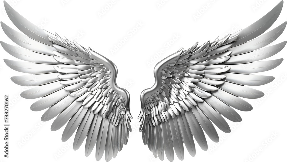 Metalic Silver Wing isolated on transparent background. Generative AI ...