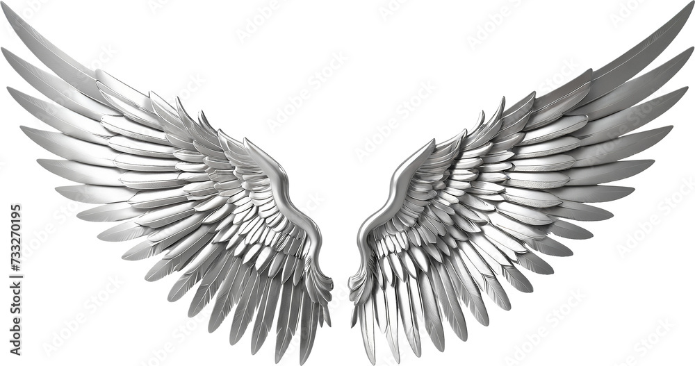 Metalic Silver Wing isolated on transparent background. Generative AI ...