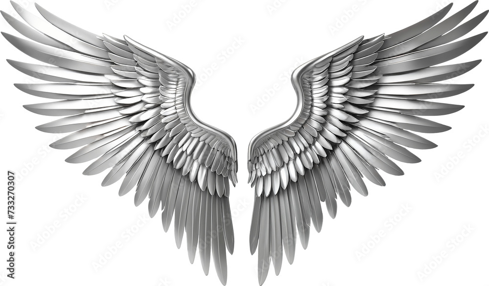 Metalic Silver Wing isolated on transparent background. Generative AI ...