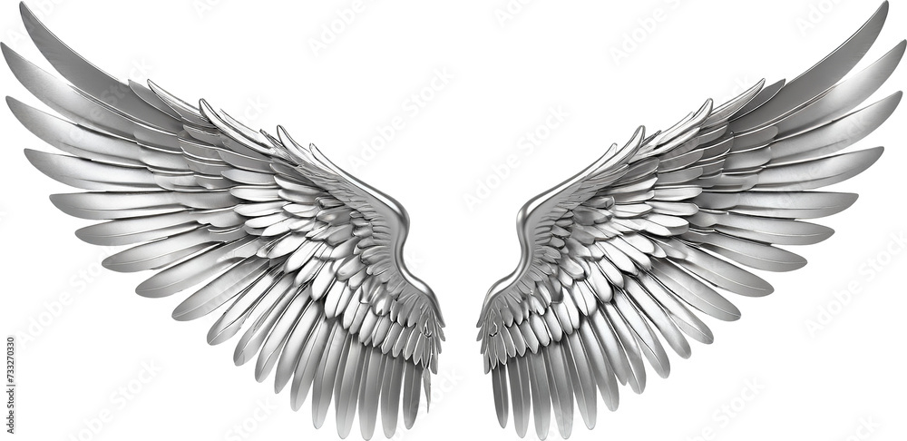 Metalic Silver Wing isolated on transparent background. Generative AI ...