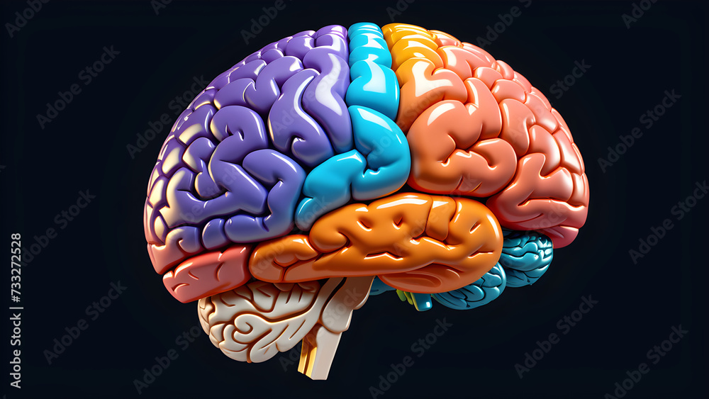 3d rendered illustration of the human brain. skin color human brain ...