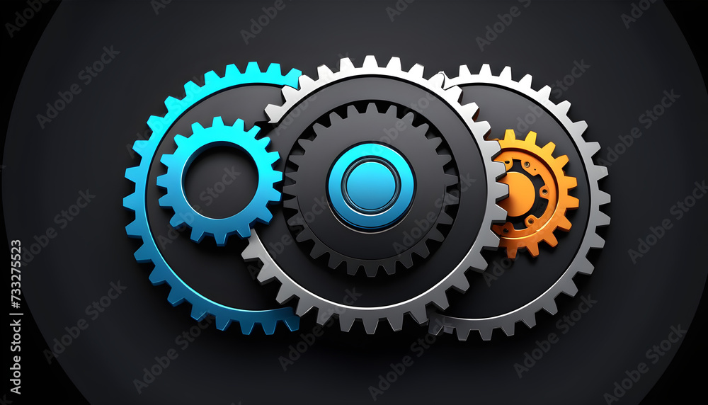 system settings gear icon clipart isolated on a black background. gears ...